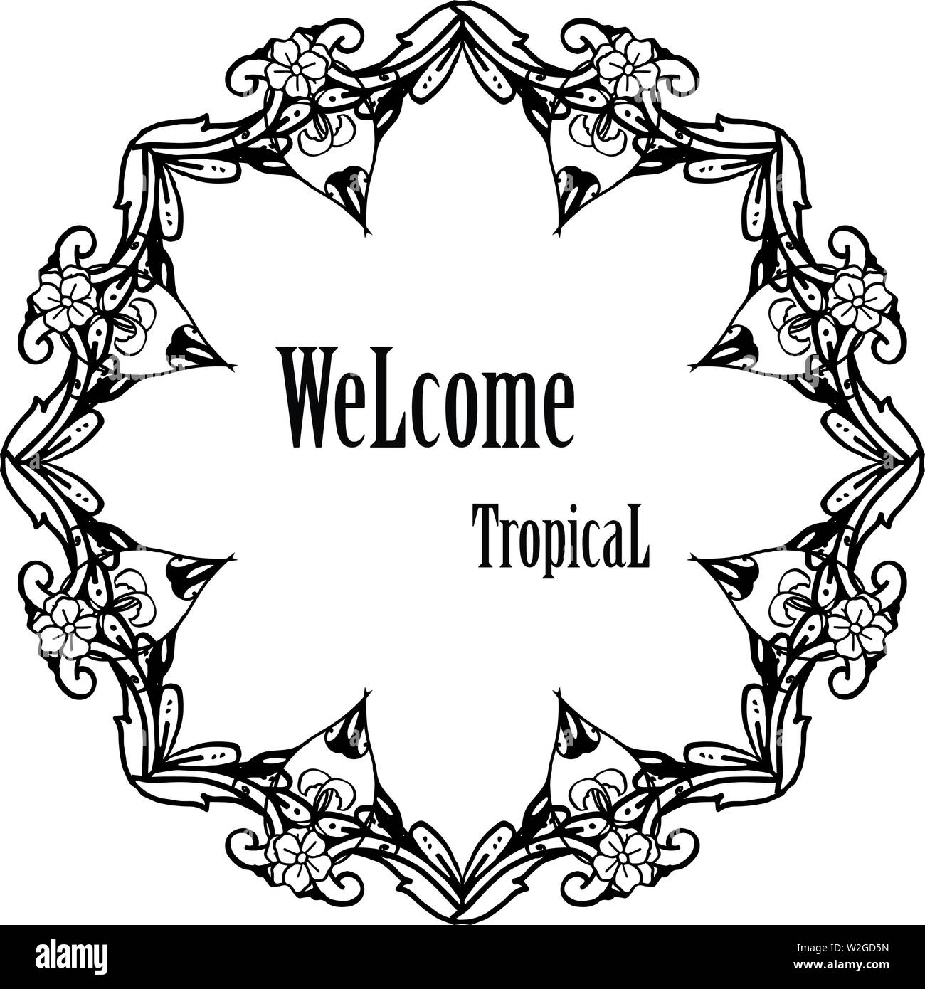 Lettering welcome tropical, beautiful flower for design card. Vector ...