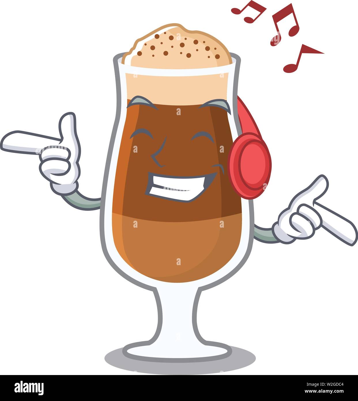 Listening music americano cafe in a cartoon bottle Stock Vector Image ...