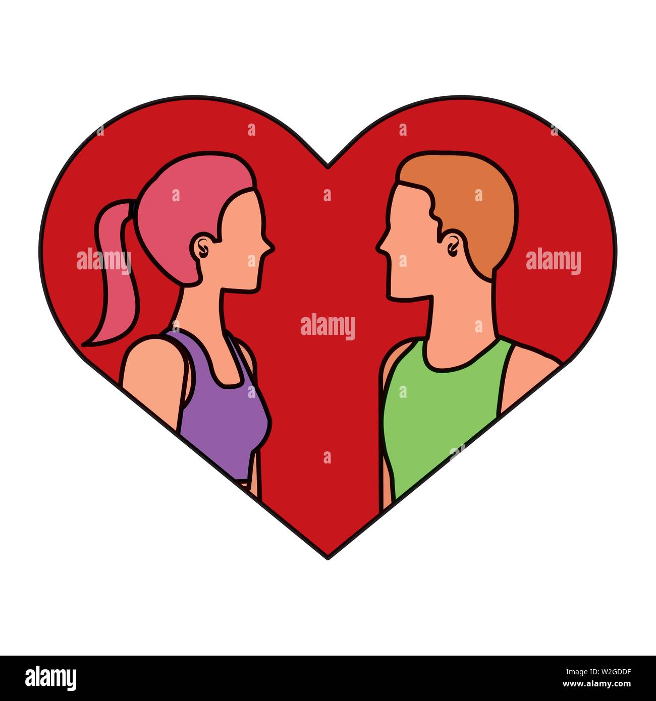 young lovers couple in heart love Stock Vector Image & Art - Alamy