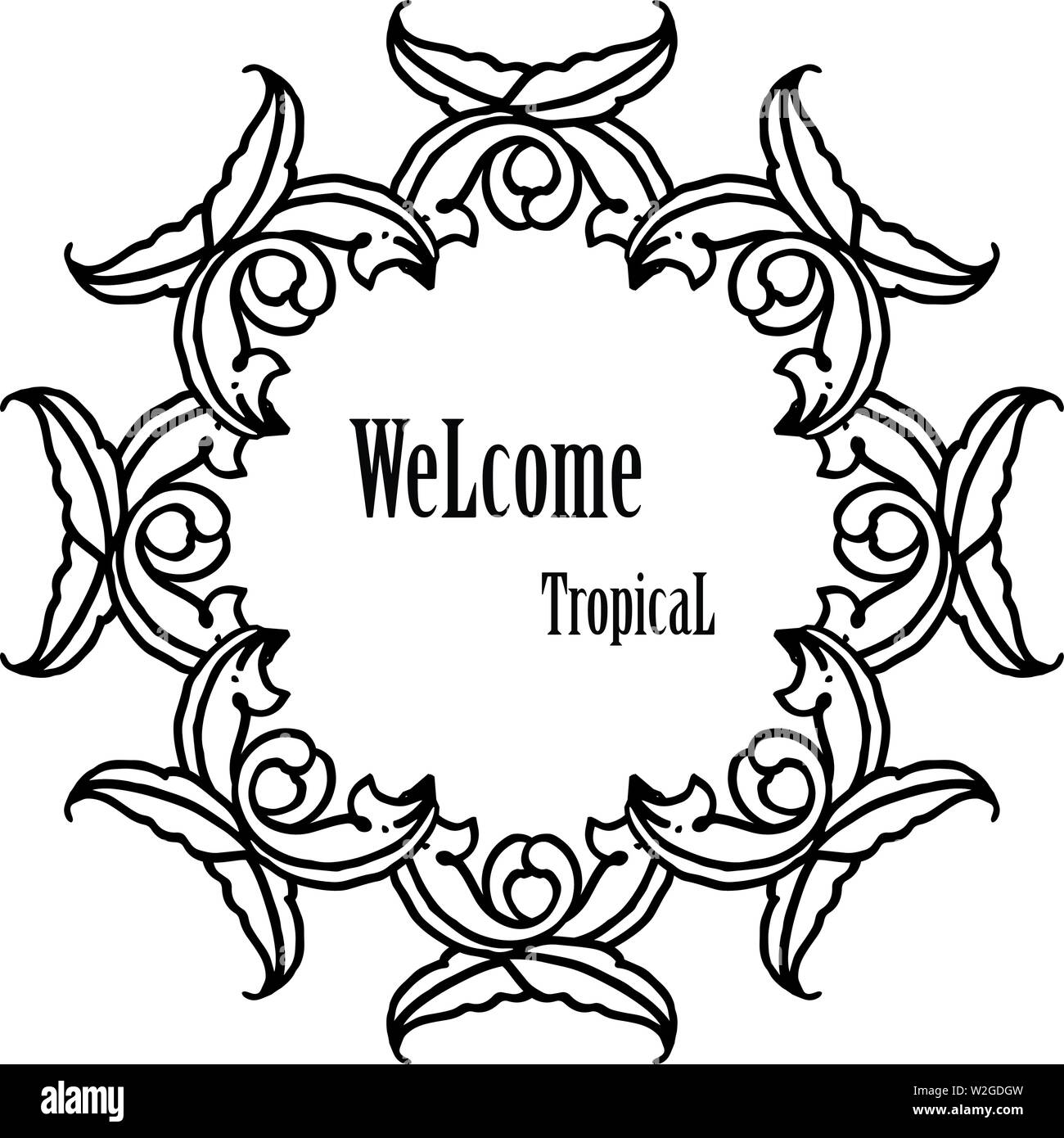 Spring background with lettering welcome tropical, crowd and cute ...