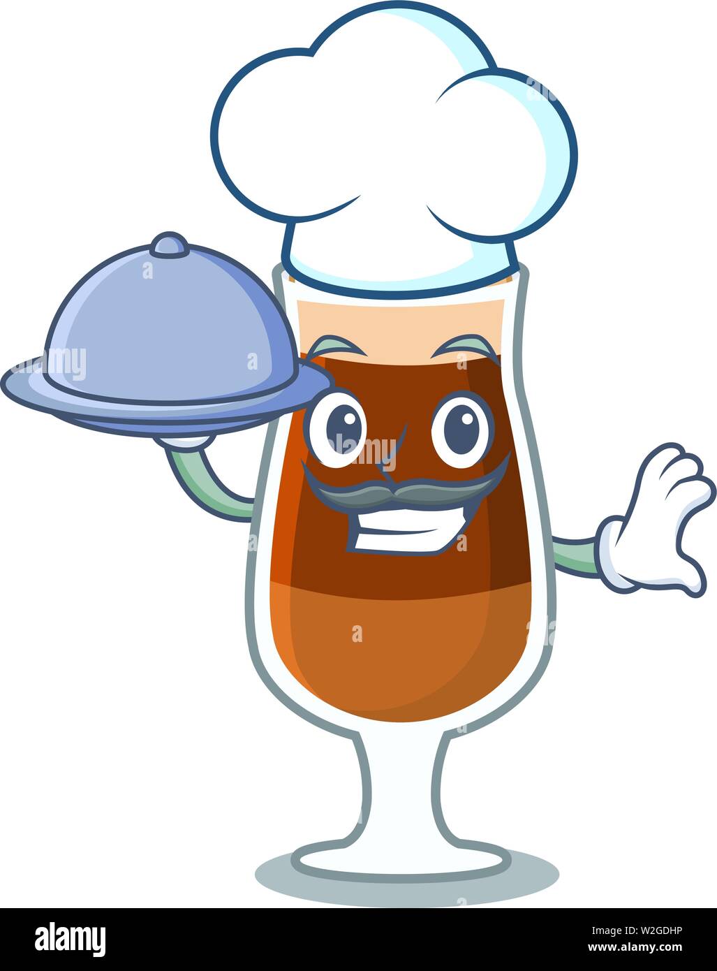 Chef with food americano cafe in a cartoon bottle Stock Vector Image ...