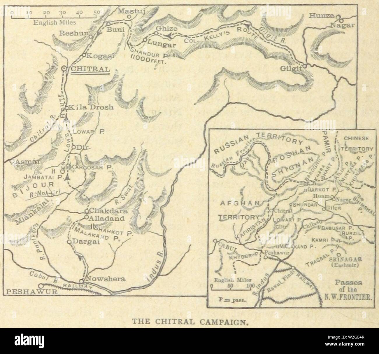 Chitral campaign map Stock Photo - Alamy
