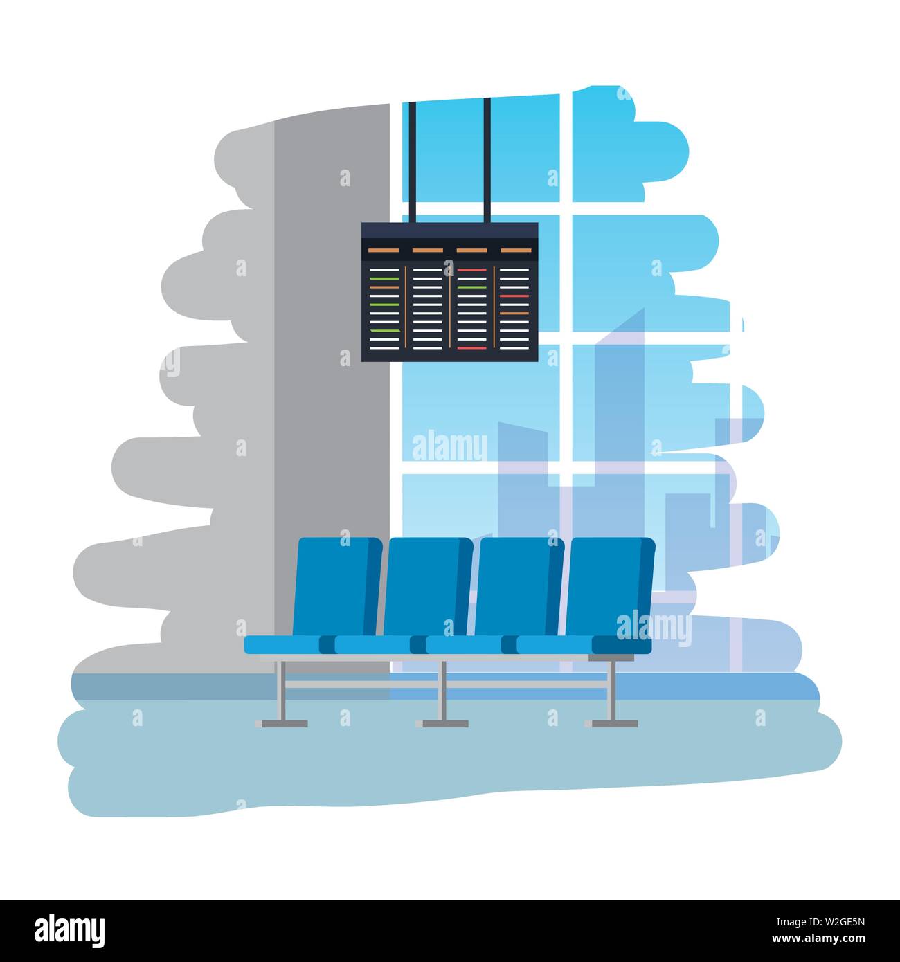 airport waiting room place with chairs and monitor Stock Vector Image ...