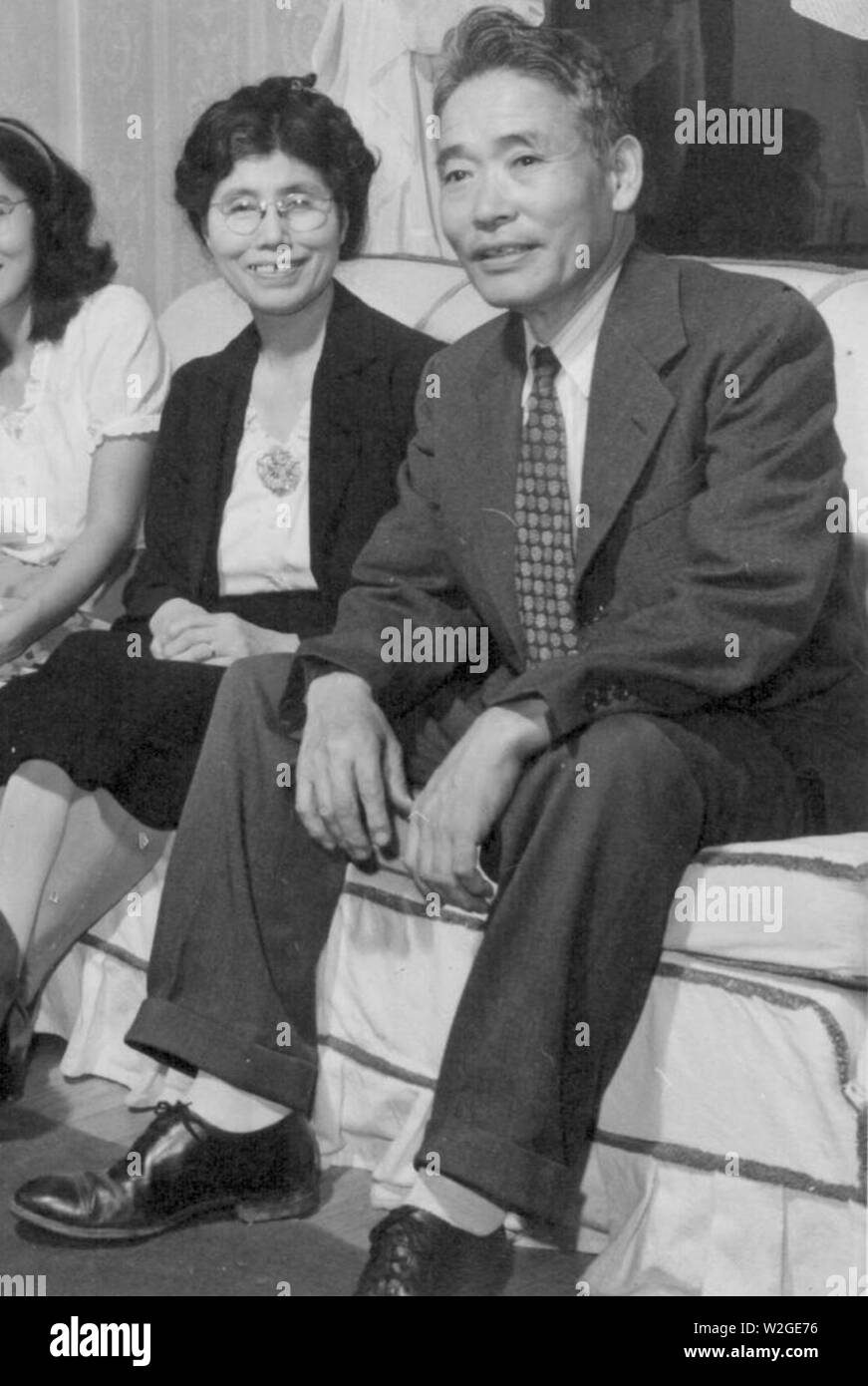 Chiura Obata detail, Here are Professor Obata and his family (cropped ...