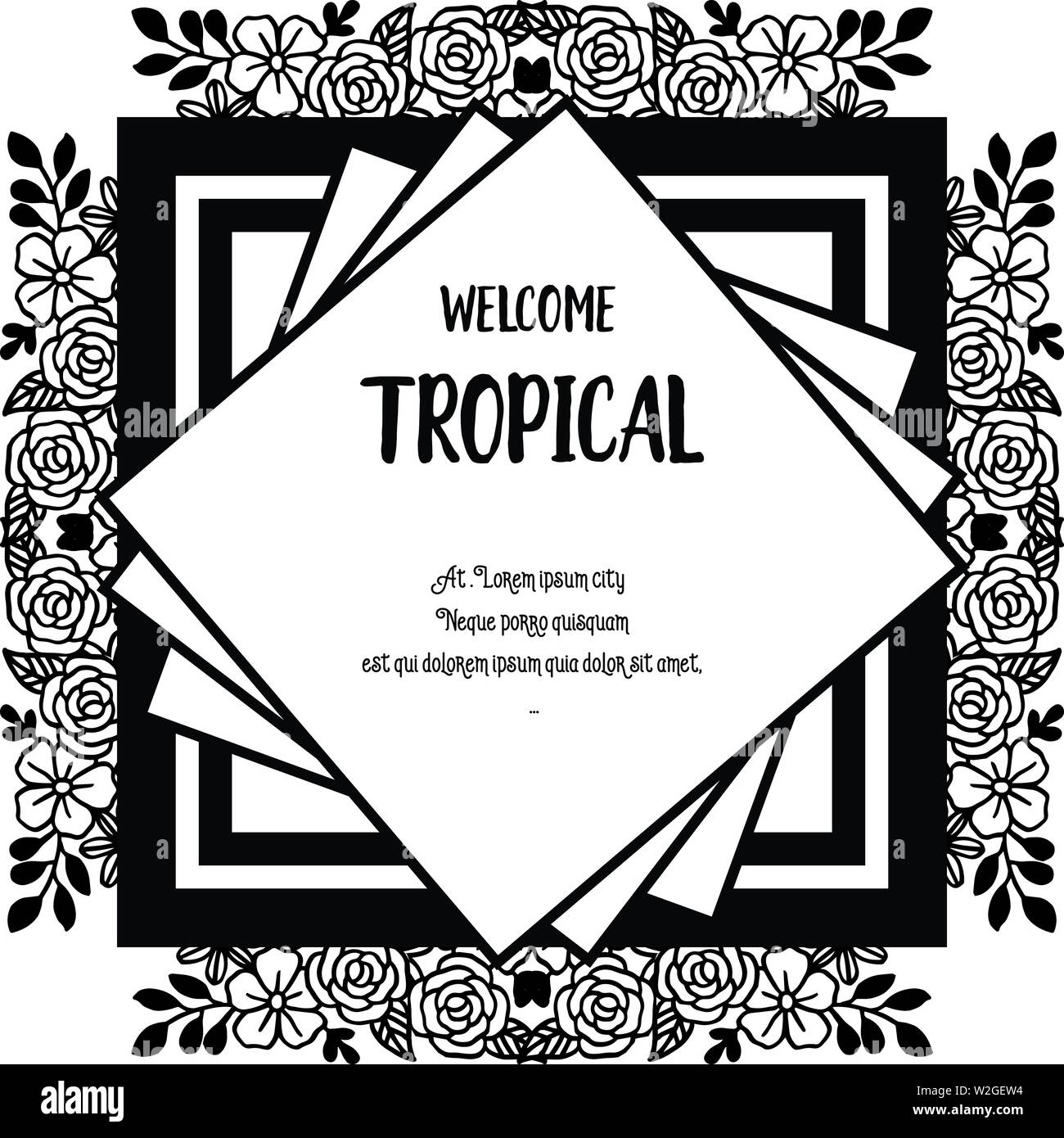 Wallpaper welcome tropical, elegant flower, style modern. Vector ...