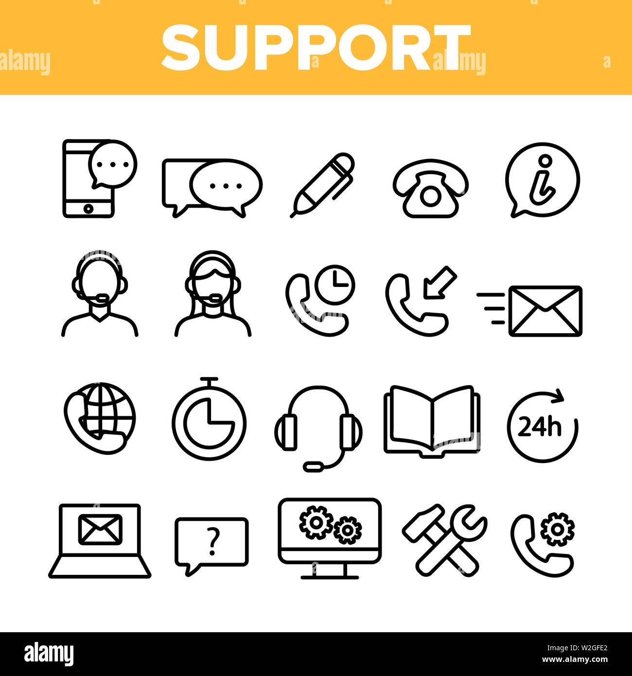 Client Support Vector Thin Line Icons Set Stock Vector Image & Art - Alamy