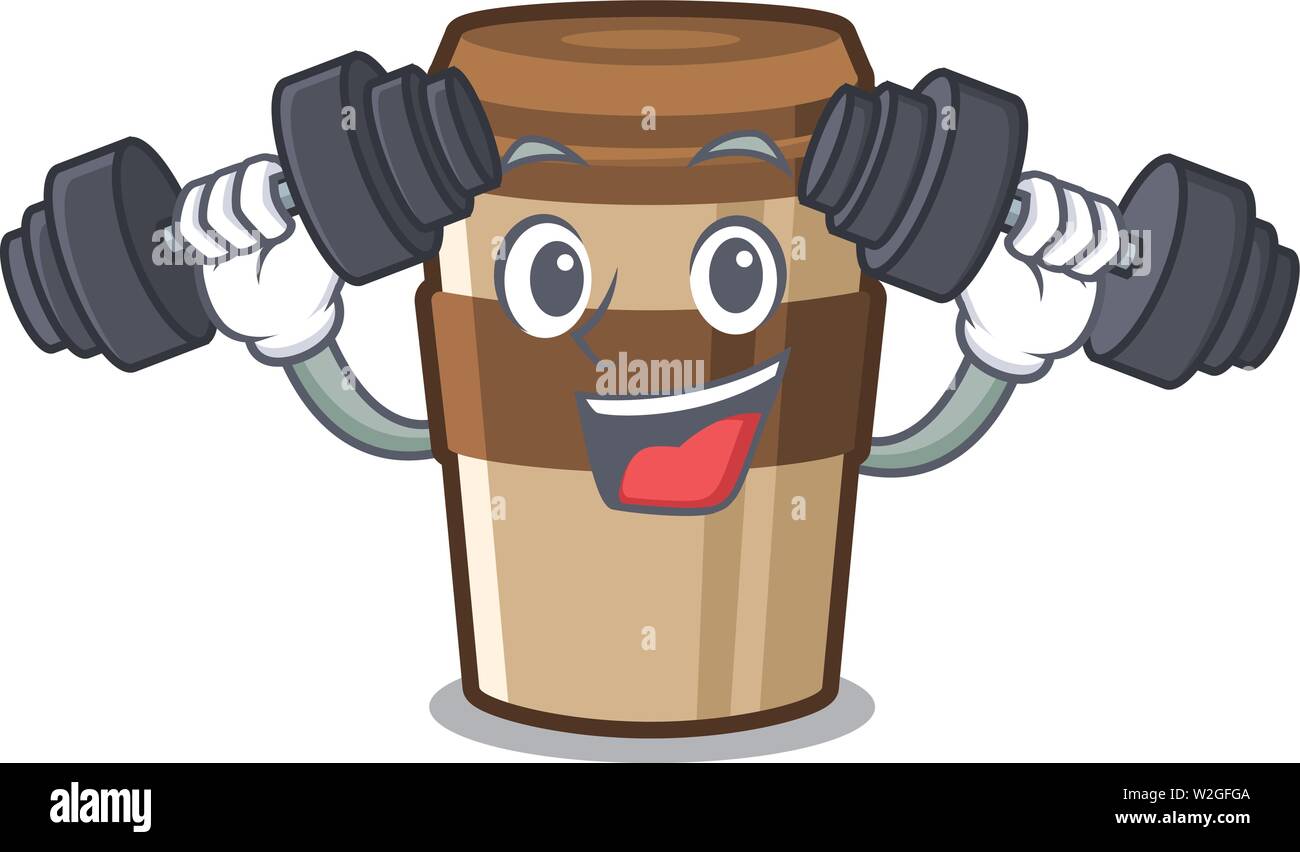 Fitness cup espresso above wooden cartoon table Stock Vector Image ...