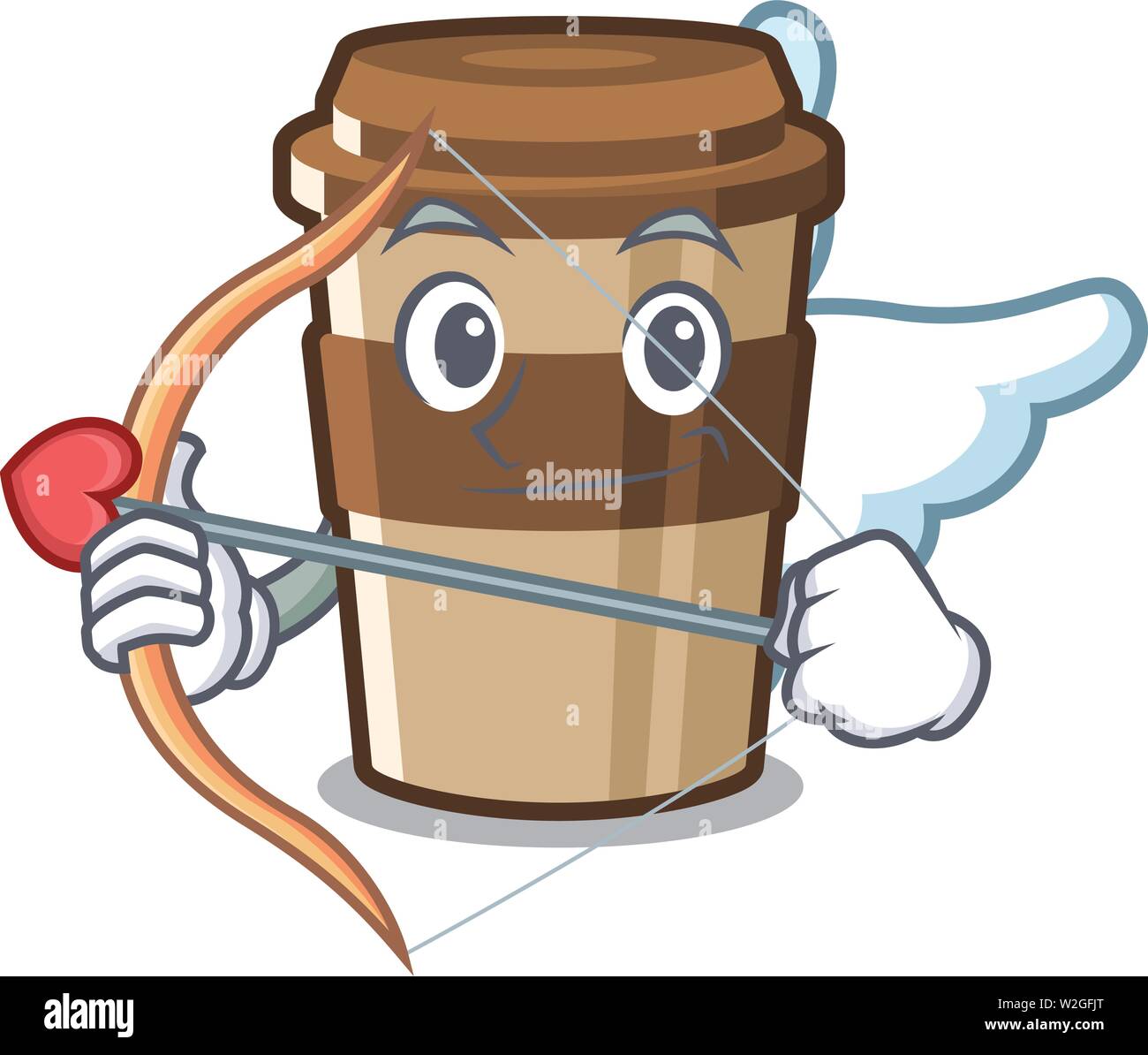 Cupid cup espresso above wooden cartoon table Stock Vector Image & Art ...