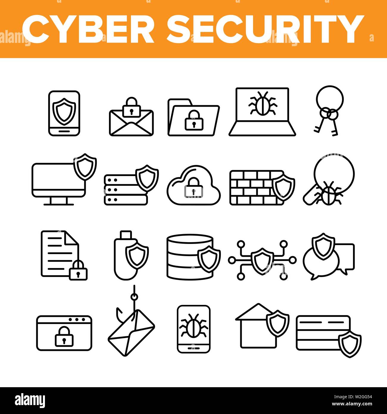 Cyber Security Vector Thin Line Icons Set Stock Vector Image & Art - Alamy