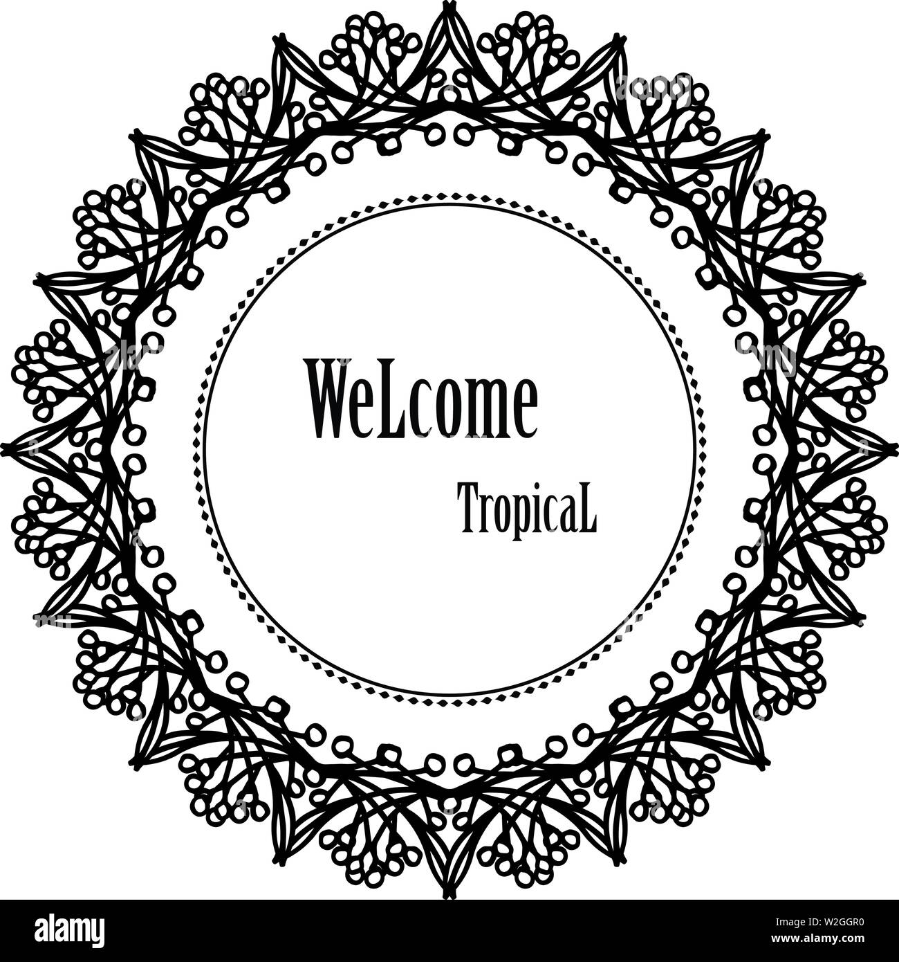 Elegant flower, decor with lettering welcome tropical. Vector ...