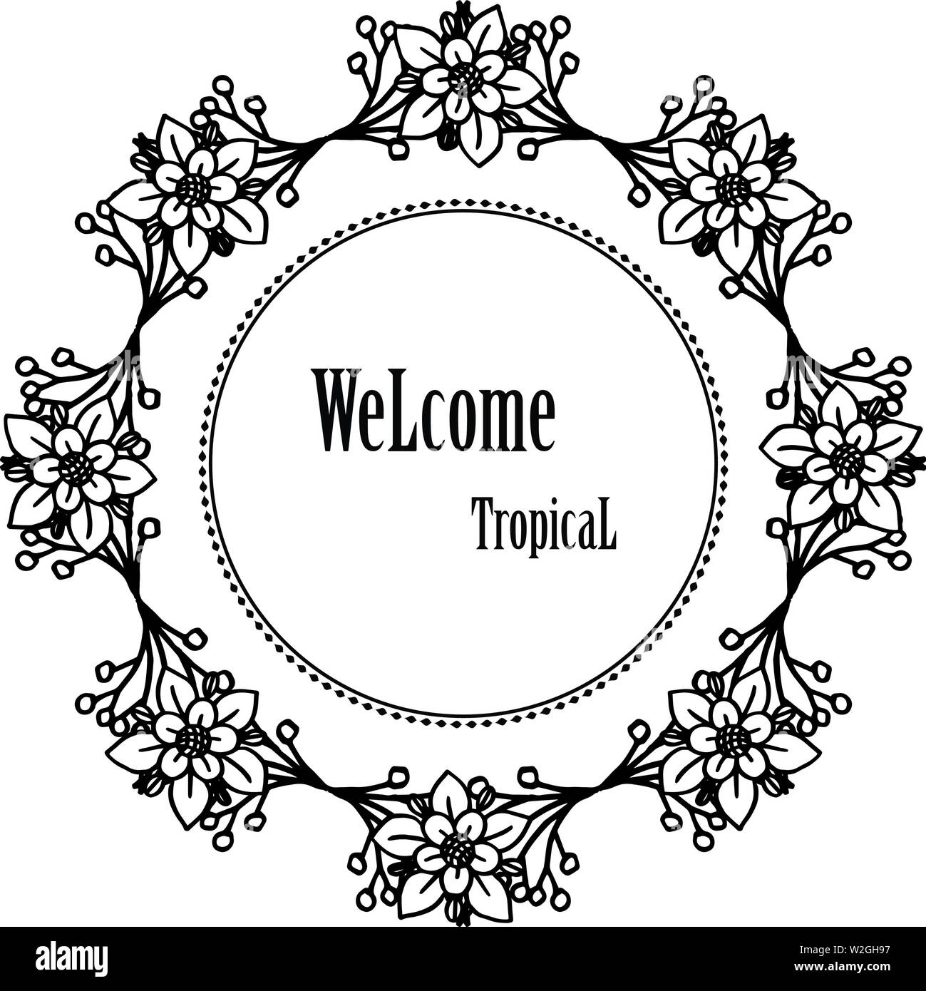 Text welcome tropical, graphic modern with design flower frame. Vector ...