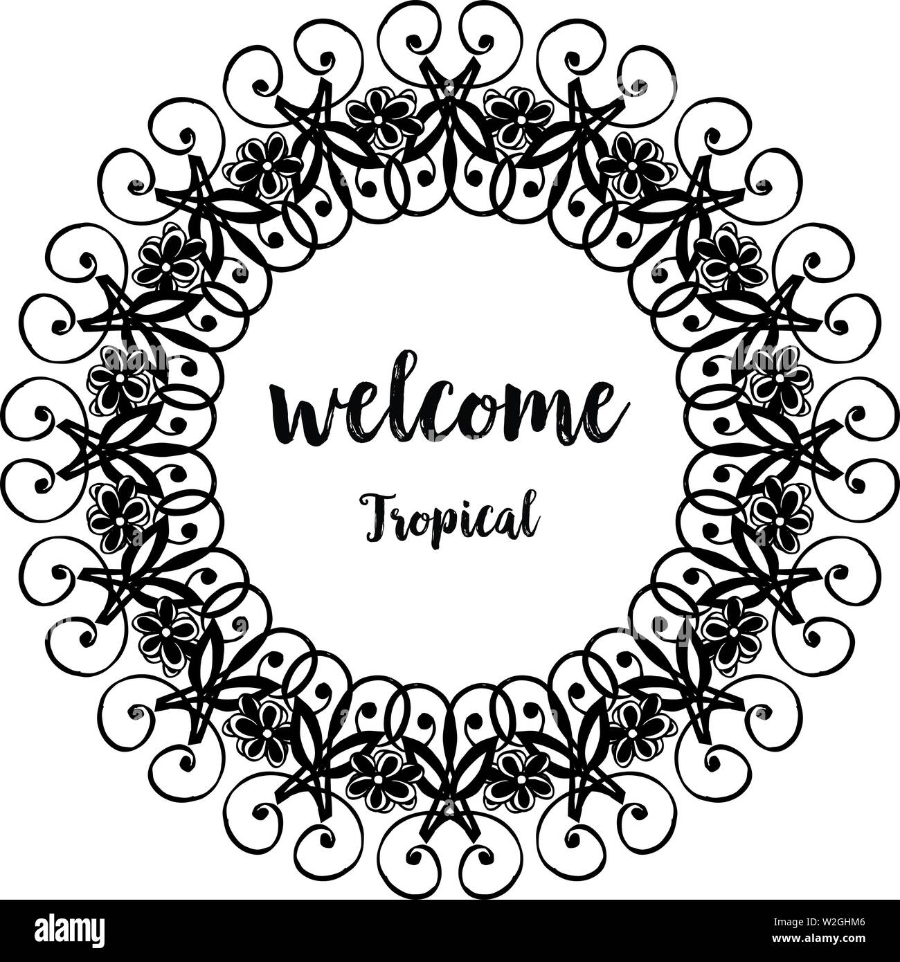 Text welcome tropical, graphic modern with design flower frame. Vector ...