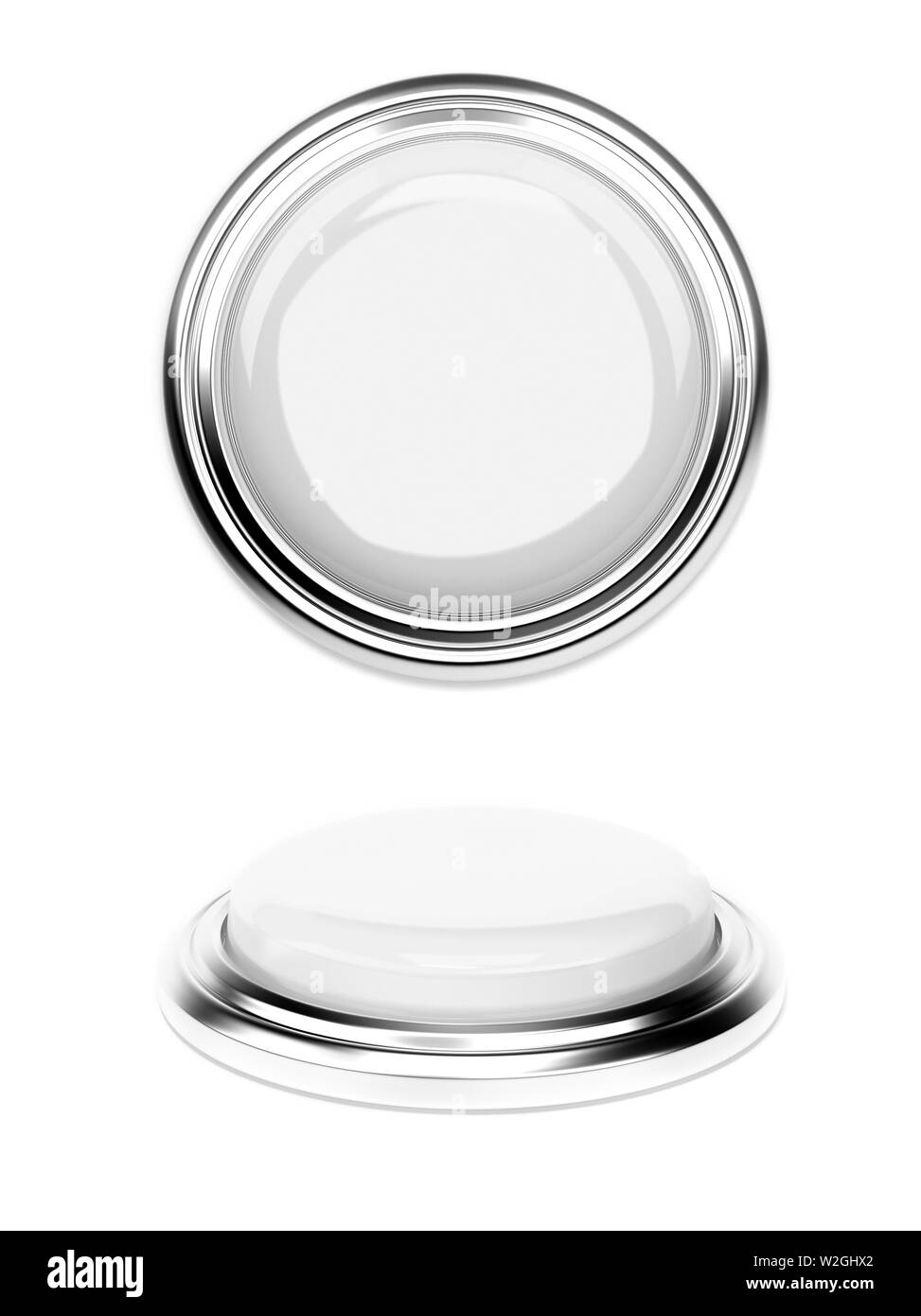 White push button. Top view. 3d rendering illustration isolated Stock ...