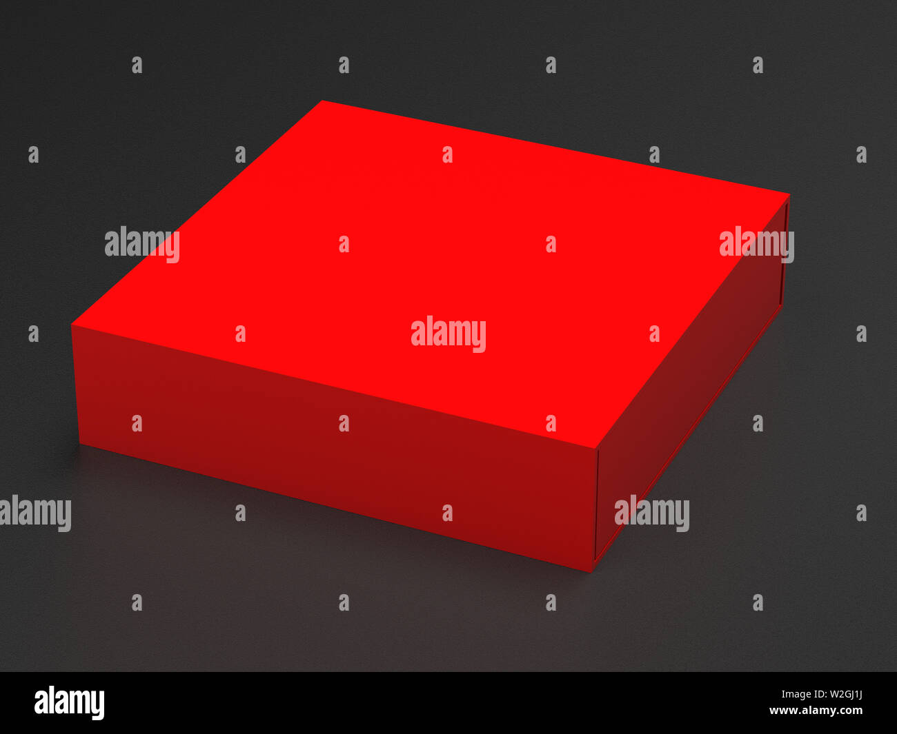 Closed red slider paper box. On black background. 3d rendering ...