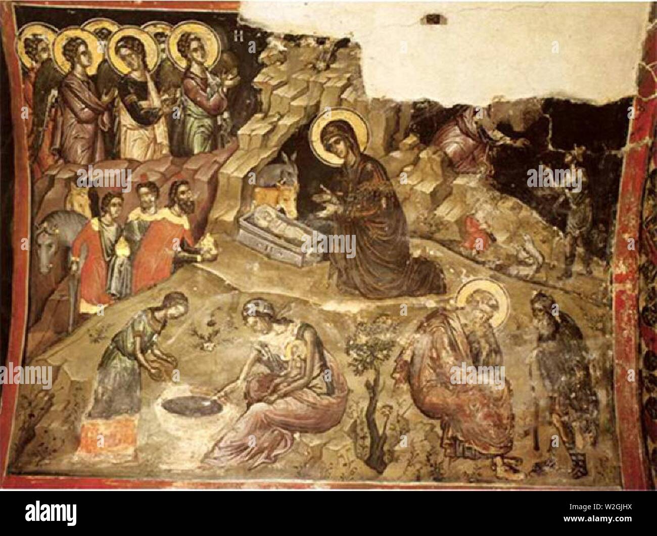 Christ born - St. Nicholas - Crete Greece - Unknown painter Stock Photo ...