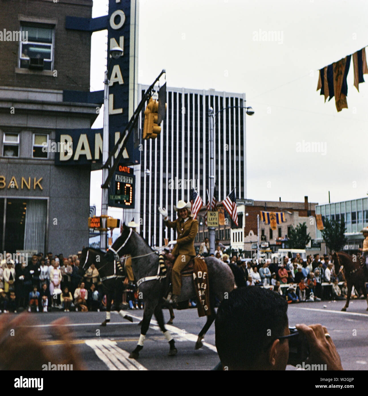 Horse and rider in the Pikes Peak or Bust Rodeo parade in Colorado ...
