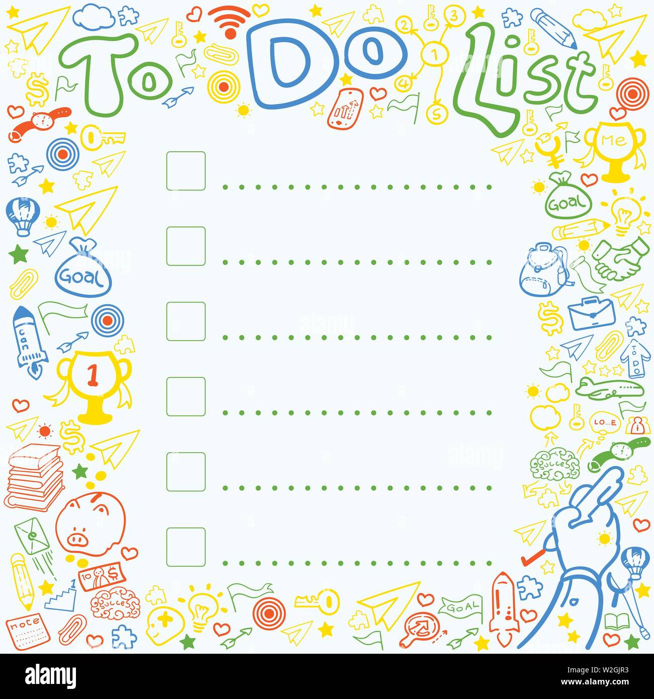 Template paper of to do list card with hand drawn doodle style in ...