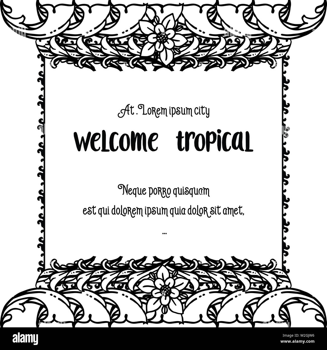Decoration for ornament flower with writing welcome tropical. Vector ...
