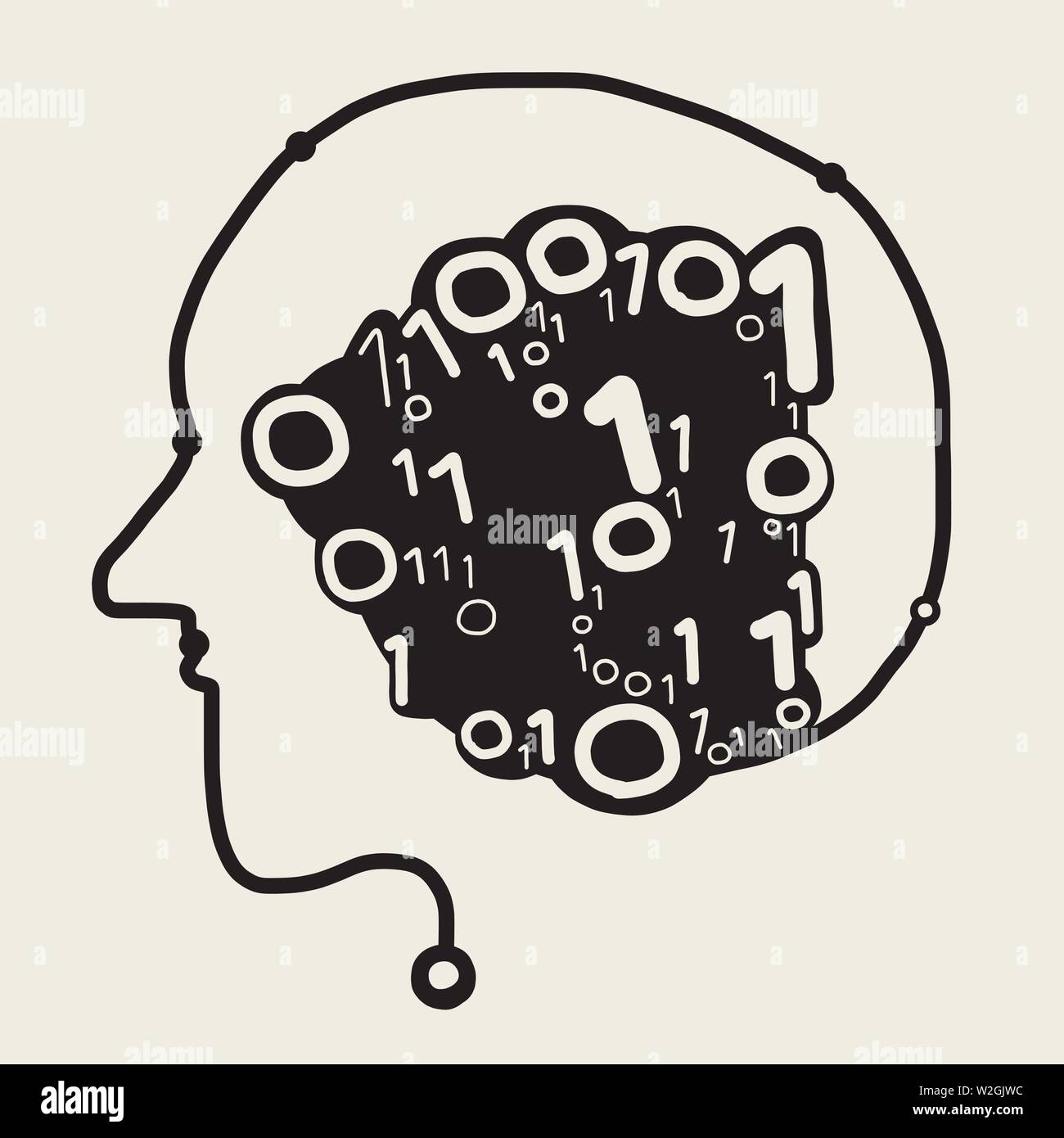 graphic of digital brain. human head symbol vector Stock Vector Image ...