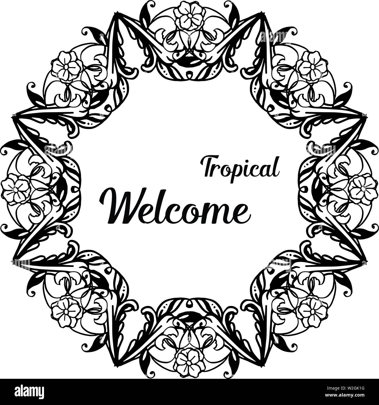 Welcome tropical of template, flowers and leaves, various design card ...