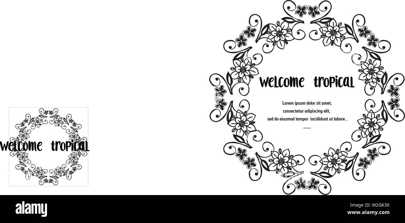 Welcome tropical of template, flowers and leaves, various design card ...