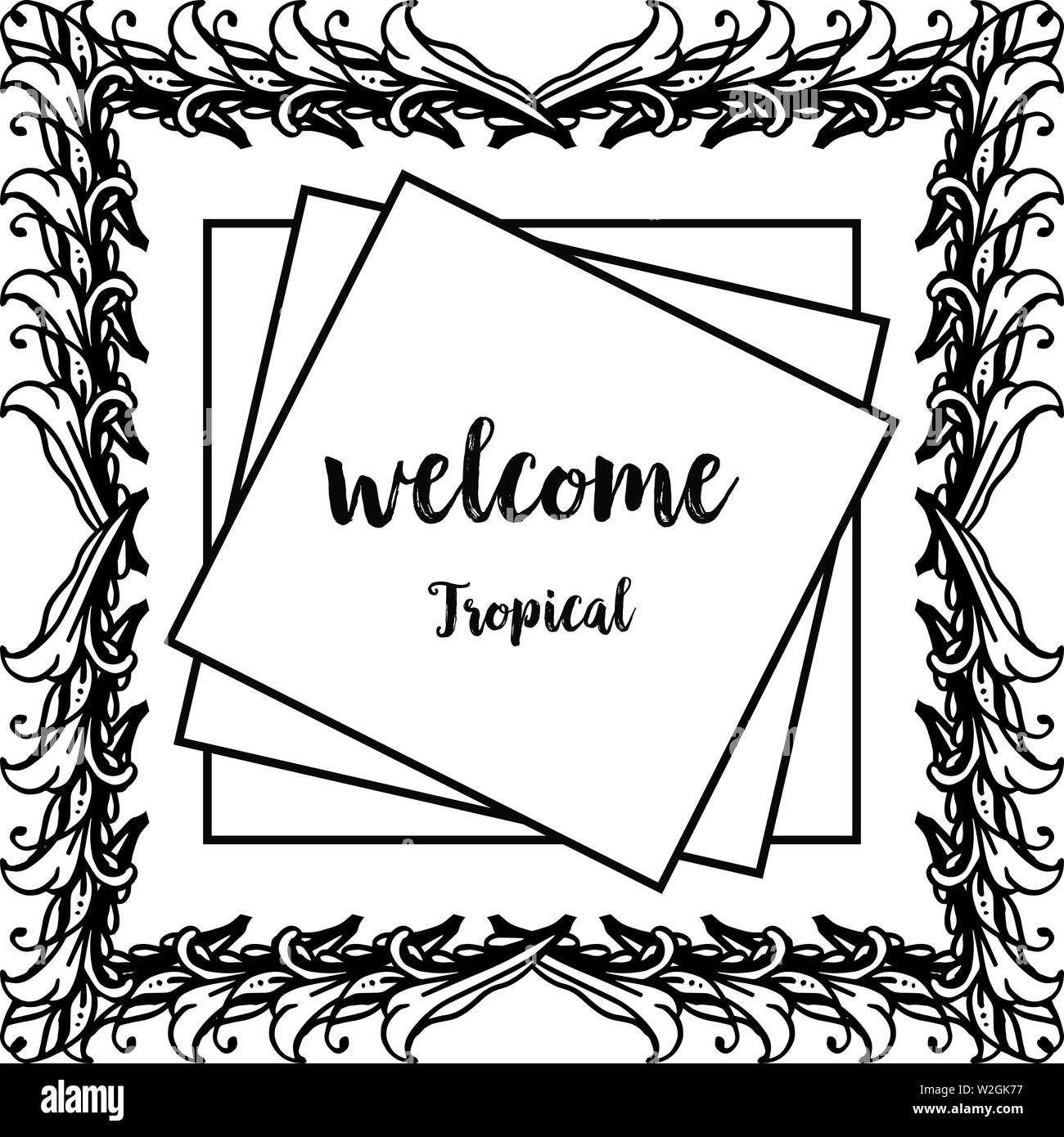 Welcome tropical of template, flowers and leaves, various design card ...