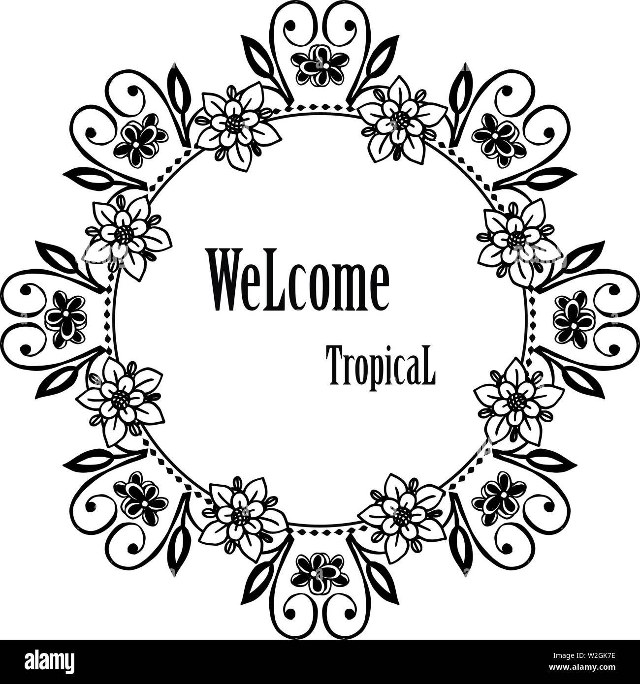 Welcome tropical of template, flowers and leaves, various design card ...