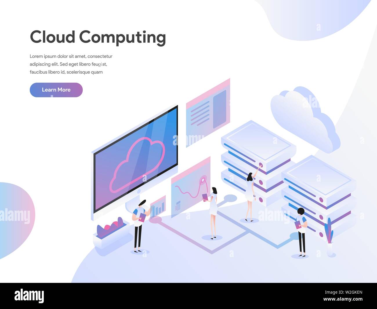 Landing page template of Cloud Computing Isometric Illustration Concept. Modern Flat design ...