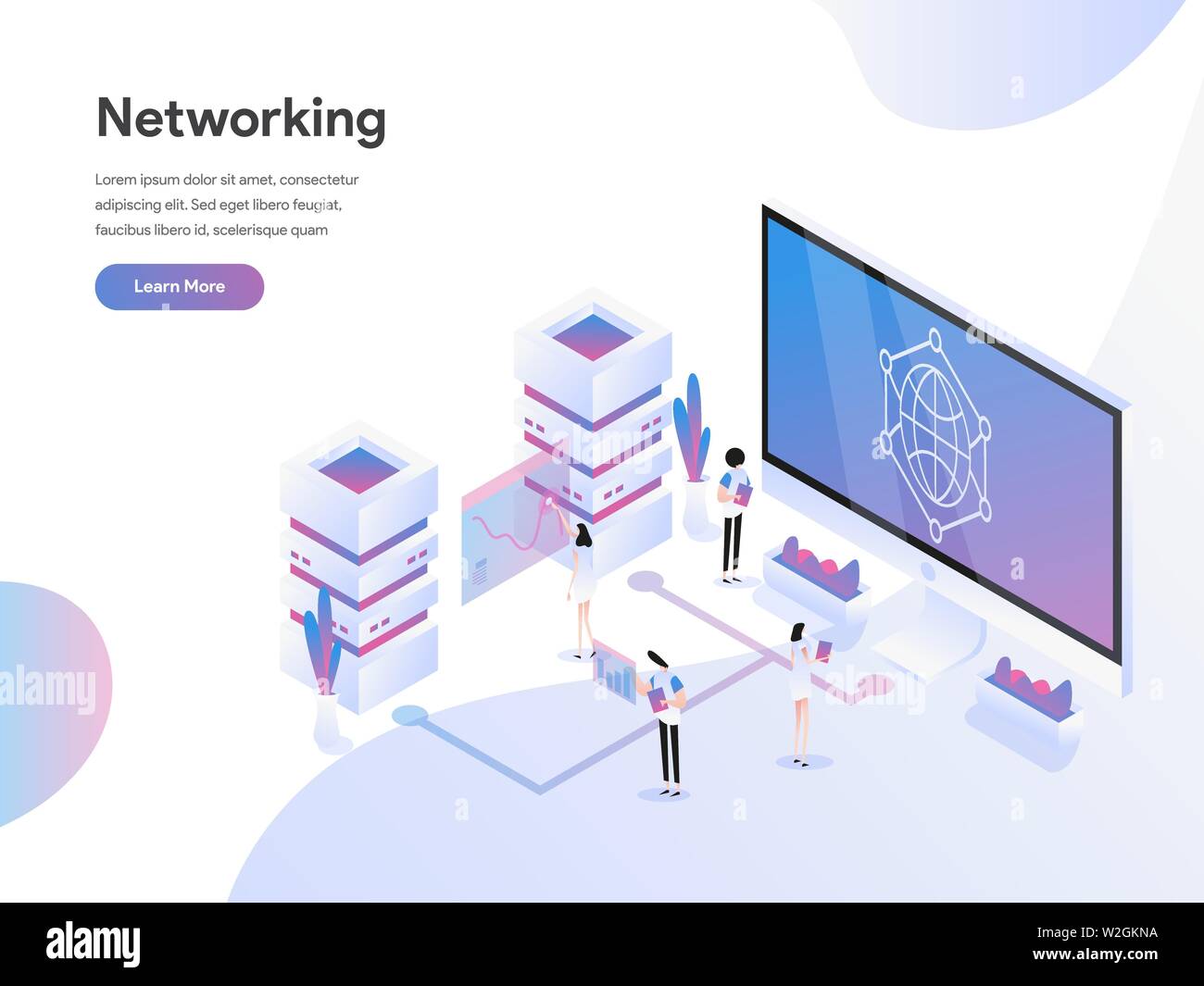 Landing page template of Data Networking Isometric Illustration Concept ...