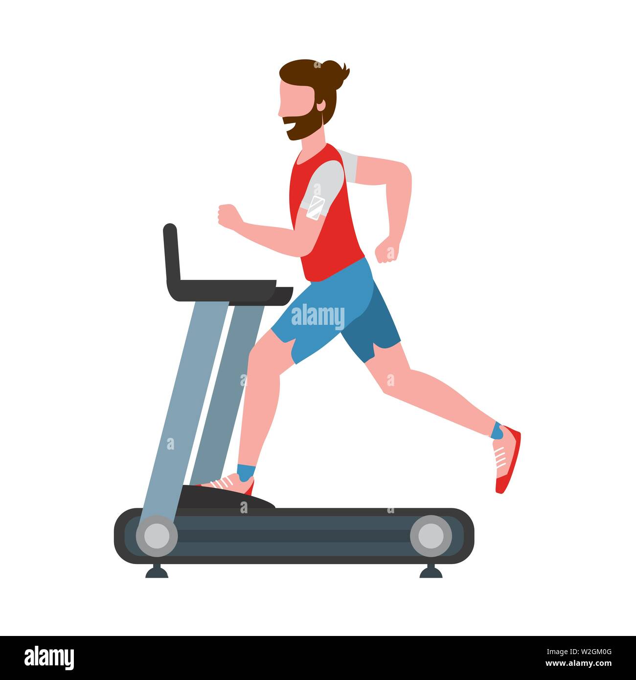 fitness exercise man running over treadmill workout healthy fit ...