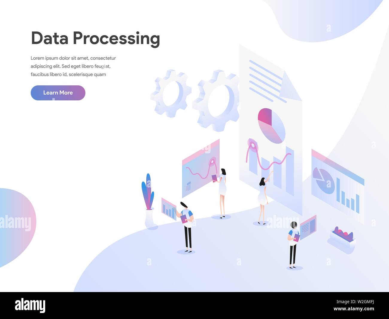 Landing page template of Data Processing Isometric Illustration Concept ...