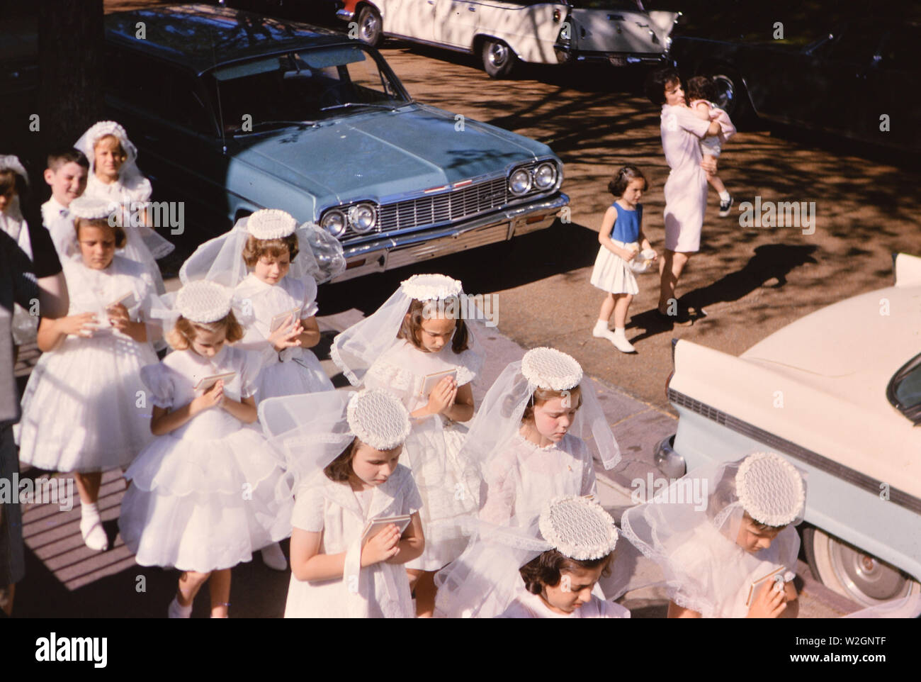Young Catholic girls at their first communion ca. 1964 Stock Photo - Alamy