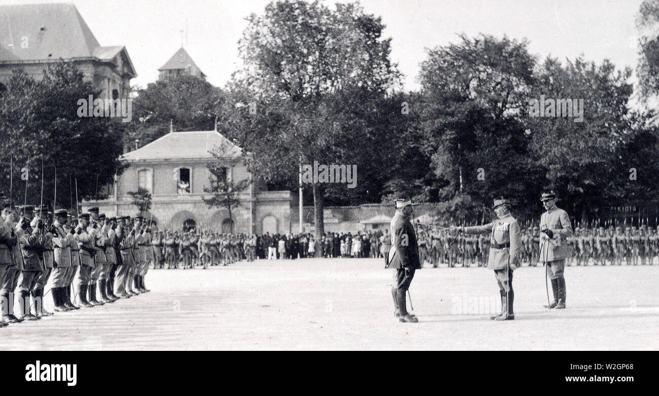 A French colonel receiving decorations, Place de Armes, La Rochelle ...