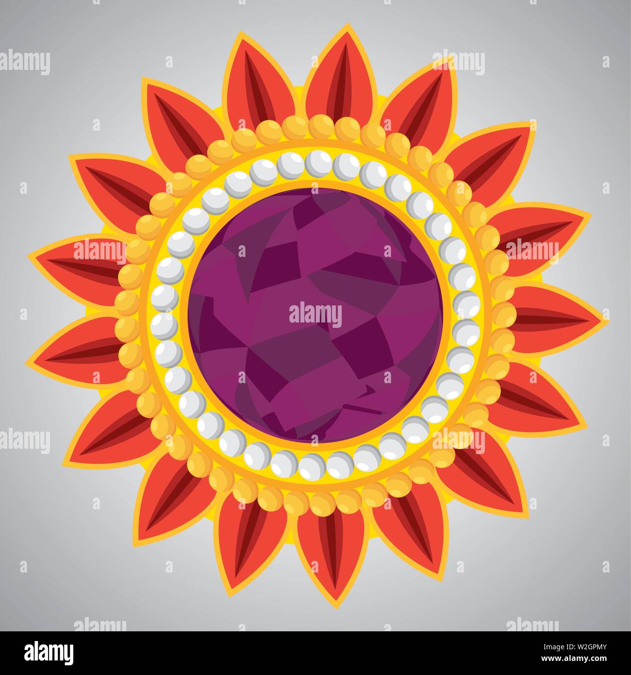 hindu flower with petals and traditional design Stock Vector Image ...
