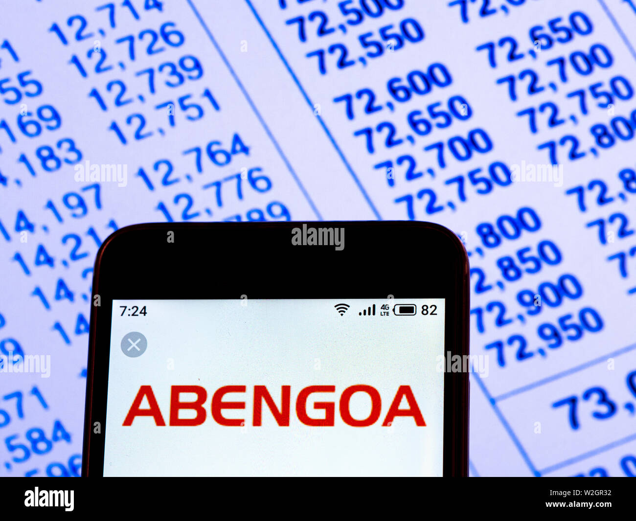 In this photo illustration the Abengoa S.A. logo is seen displayed on a ...