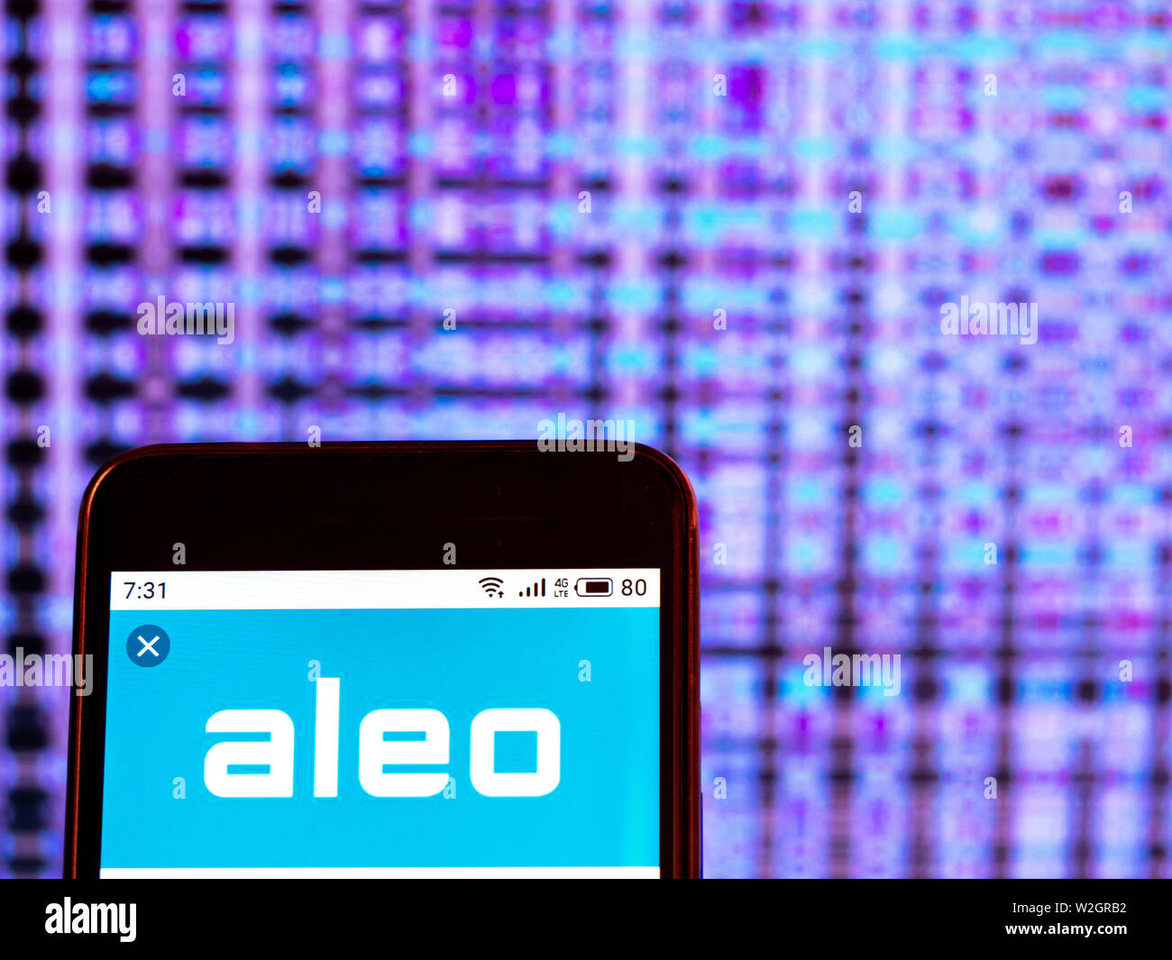 In this photo illustration the Aleo Solar logo is seen displayed on a ...
