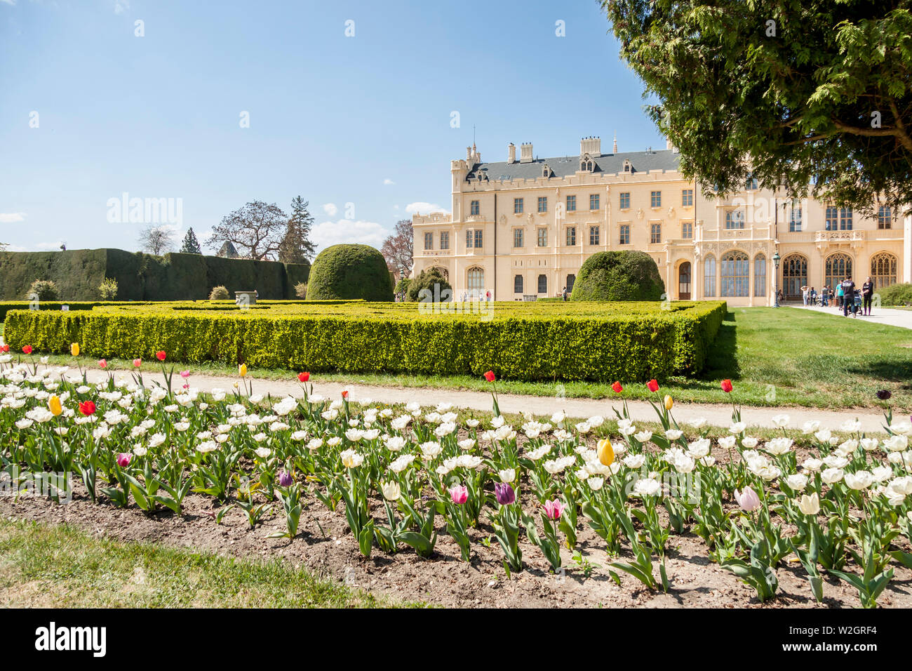 LEDNICE, CZECH REPUBLIC - APRIL 22, 2019: Castle Lednice on April 22 ...