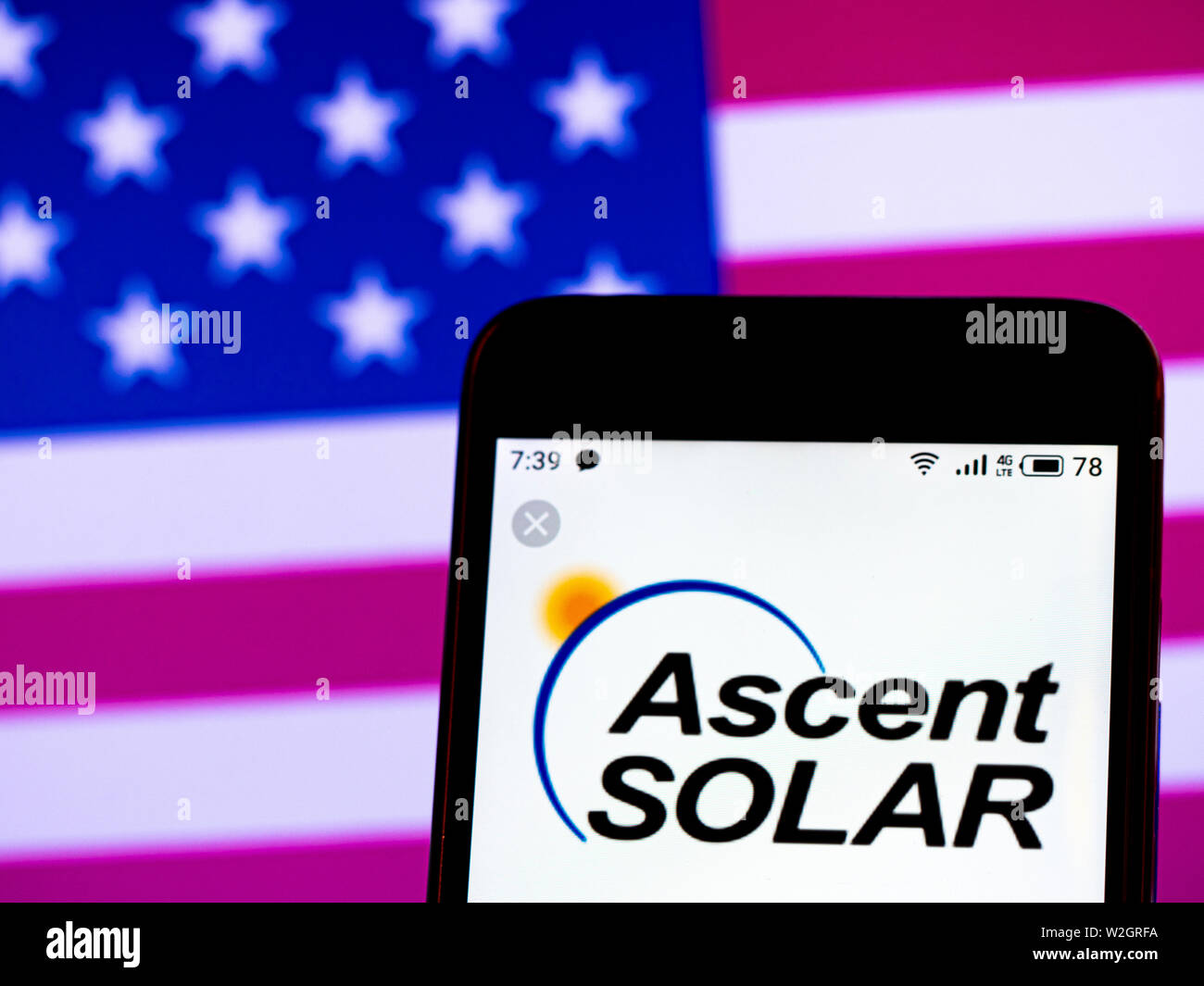 In this photo illustration the Ascent Solar Technologies, Inc logo is ...
