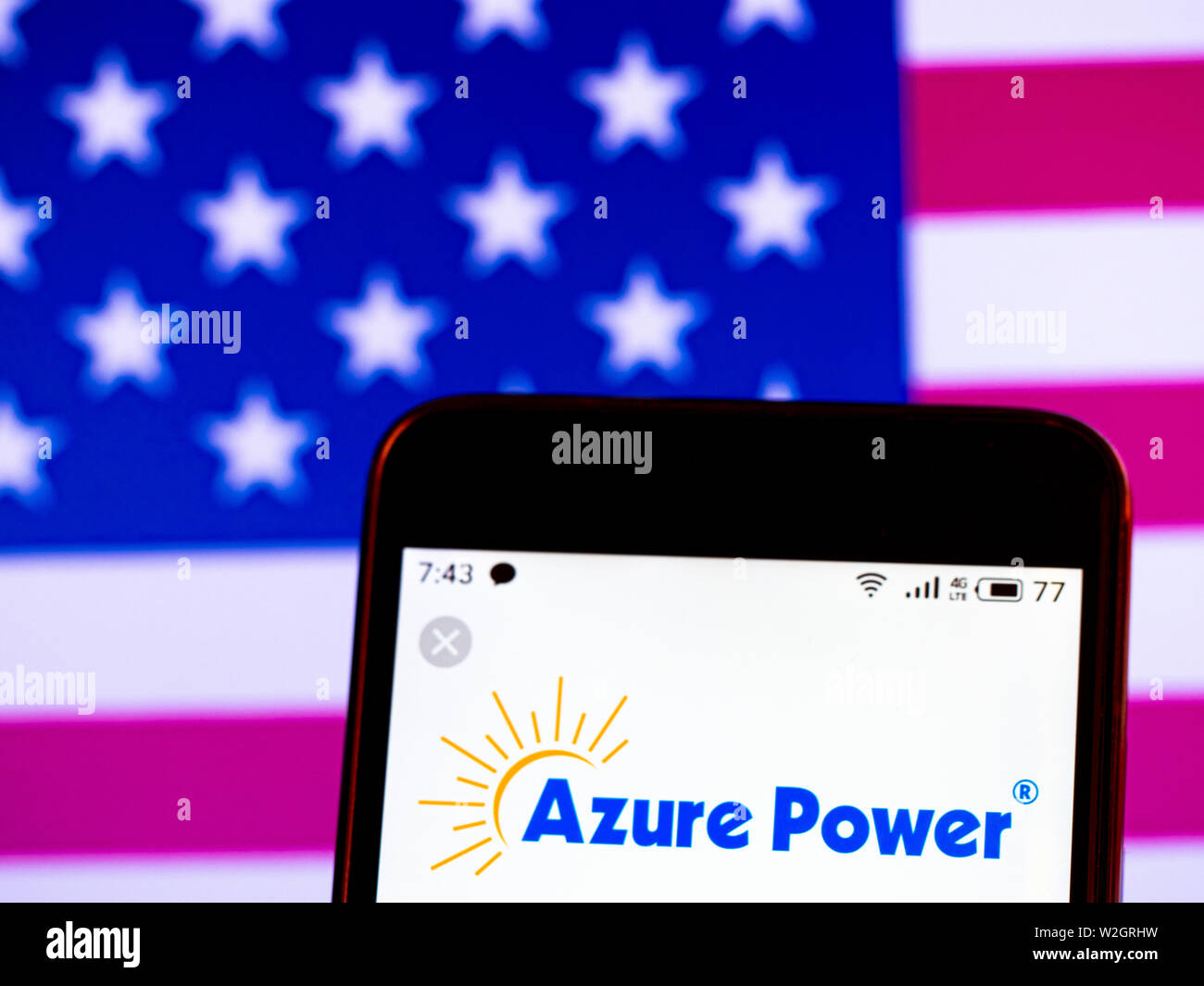 In this photo illustration the Azure Power logo is seen displayed on a ...