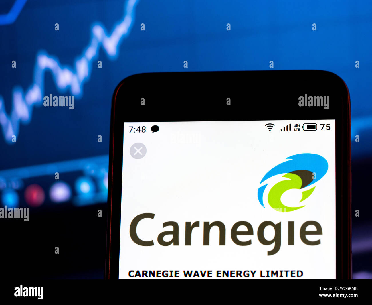 In this photo illustration the Carnegie Wave Energy, Ltd logo is seen displayed on a smartphone ...