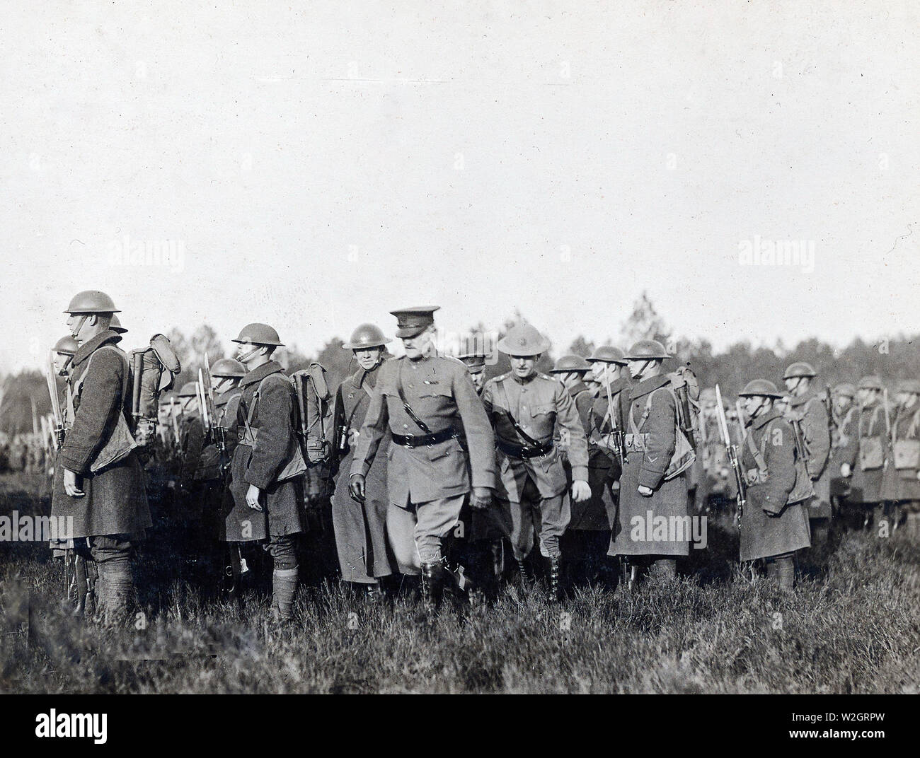 General John J. Pershing, Commander in Chief, A.E.F., inspecting the ...