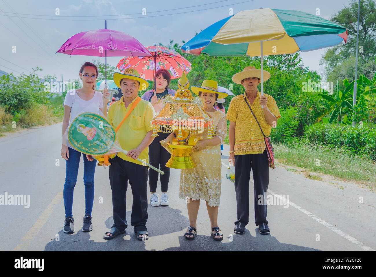 RATCHABURI-Thailand, April 14 : Ordination ceremony parade in buddhist ...