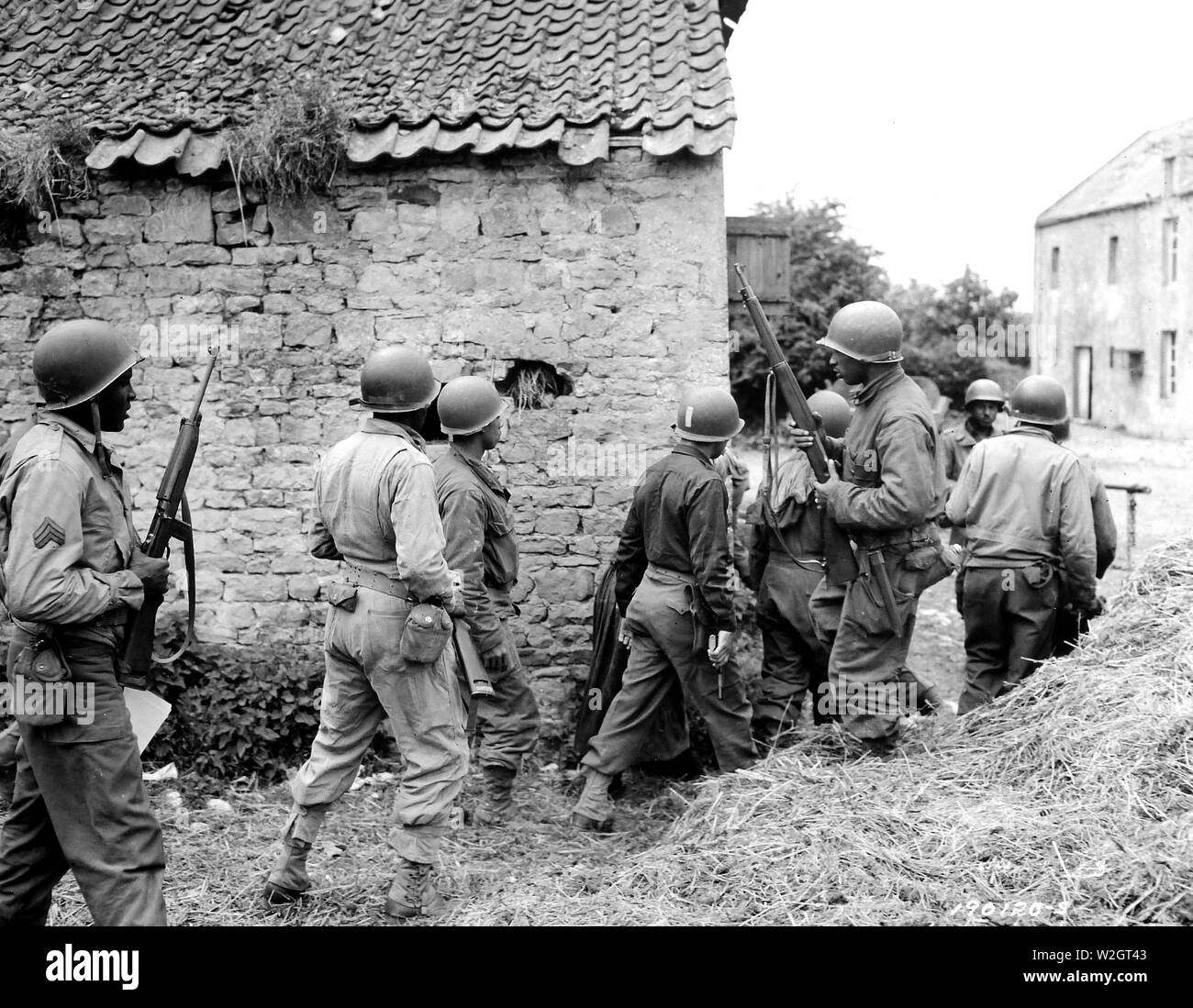 [ORIGINAL CAPTION] ALLIED INVASION OF FRANCE... A platoon of Negro ...