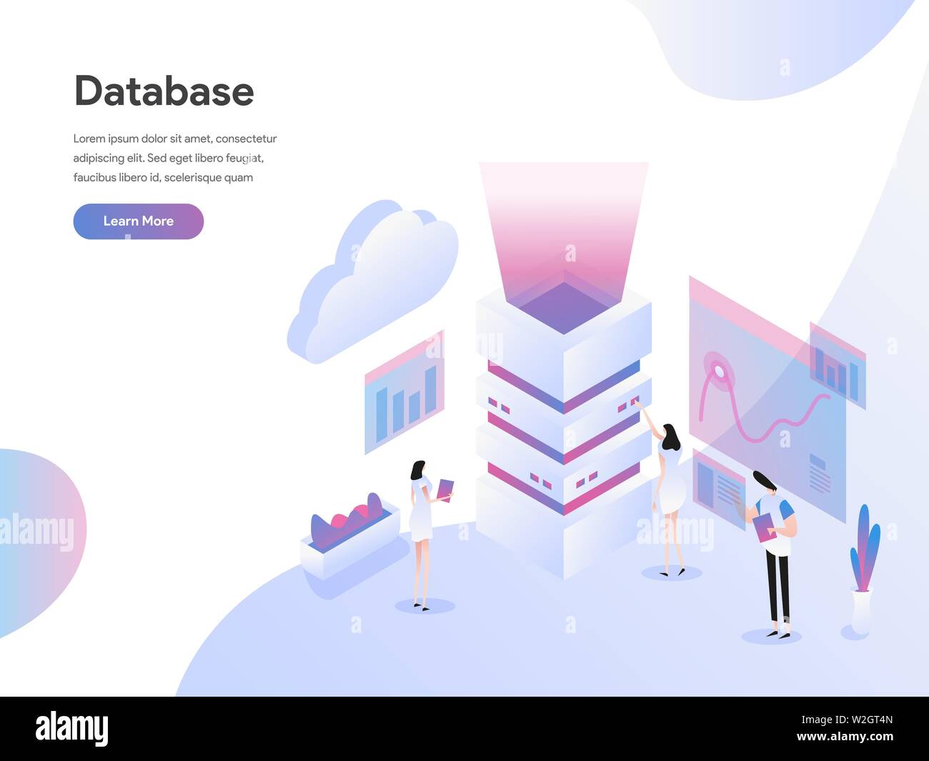 Landing page template of Database Server Isometric Illustration Concept ...