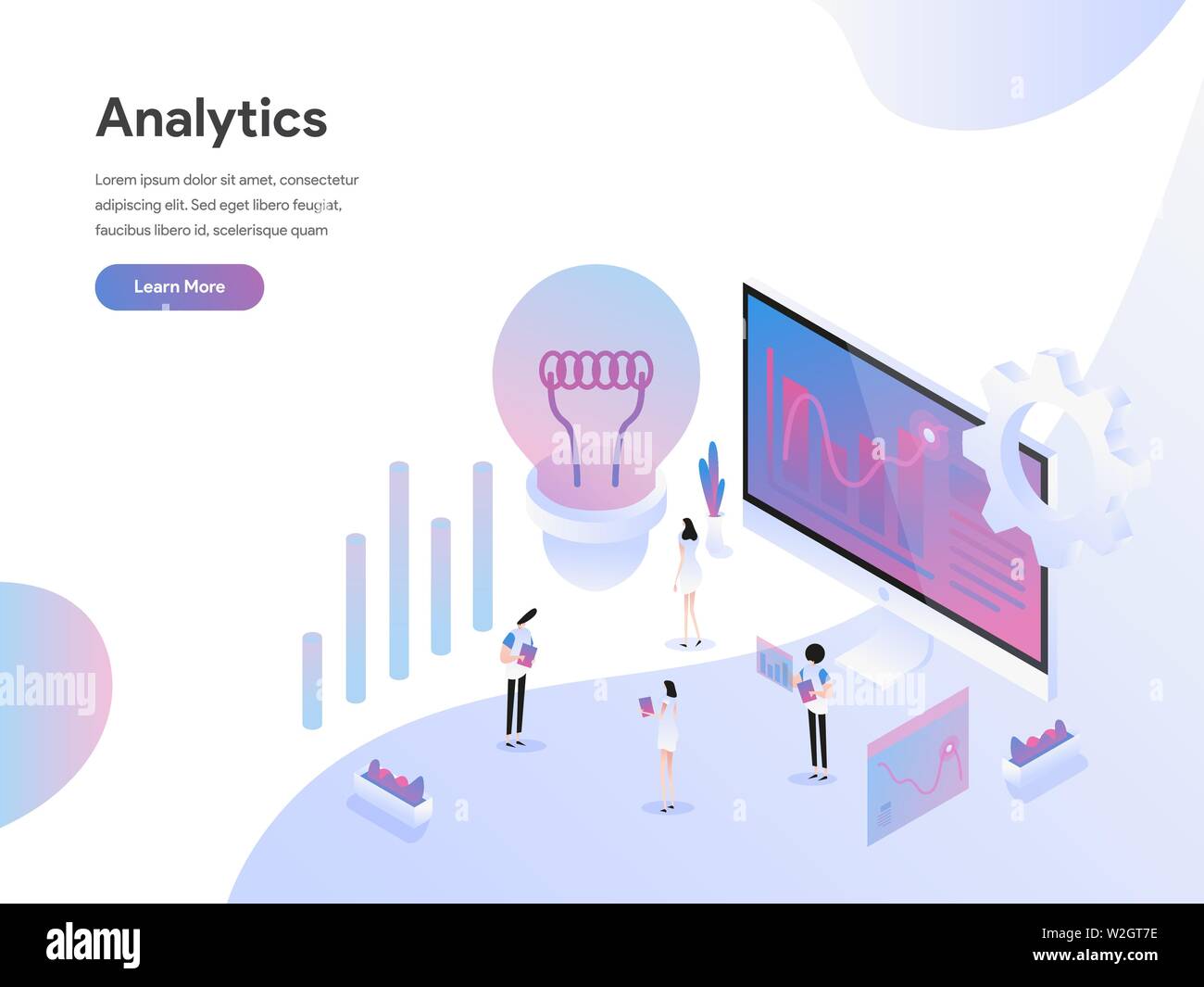 Landing page template of Data Analysis Isometric Illustration Concept ...