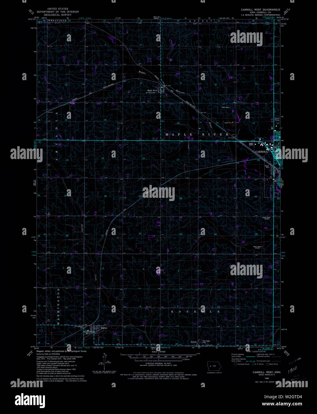 Carroll iowa map hi-res stock photography and images - Alamy