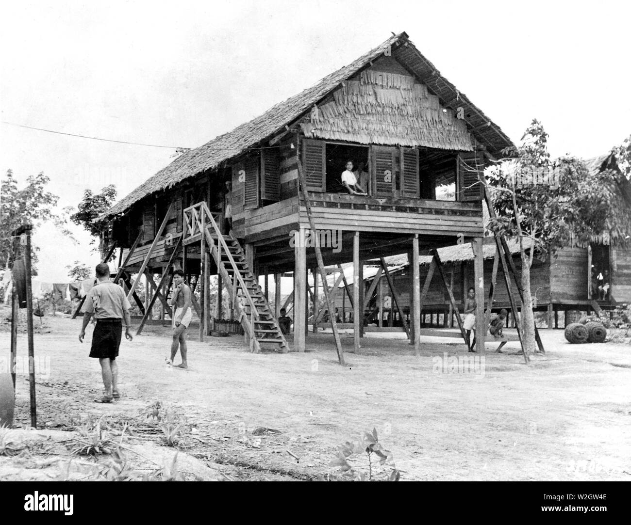 Sleeping quarters in a Japanese labor camp at Seletah, in the northern ...