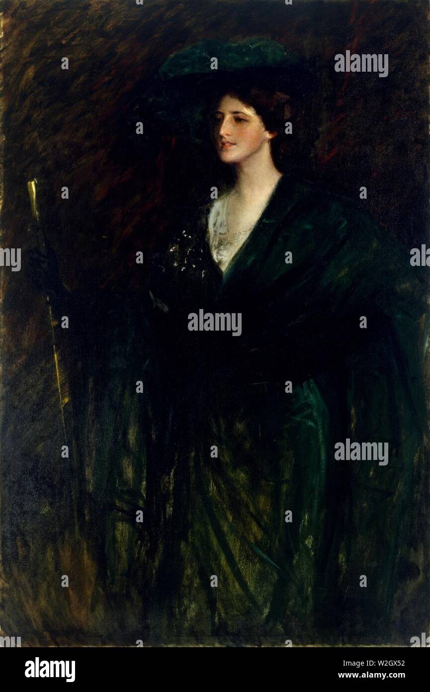 William Merritt Chase - The Emerald Lady Stock Photo - Alamy