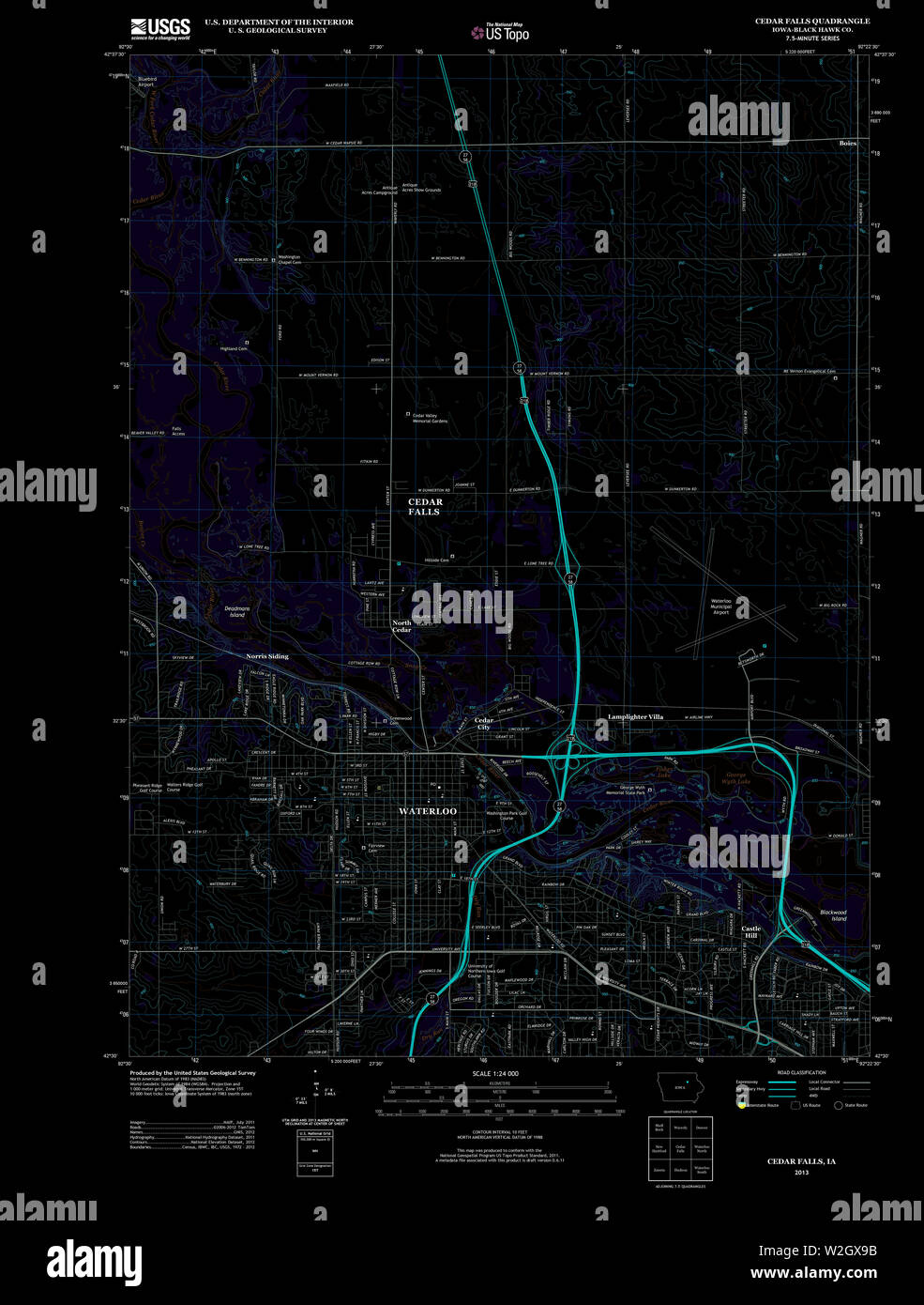 Map of cedar falls iowa hi-res stock photography and images - Alamy