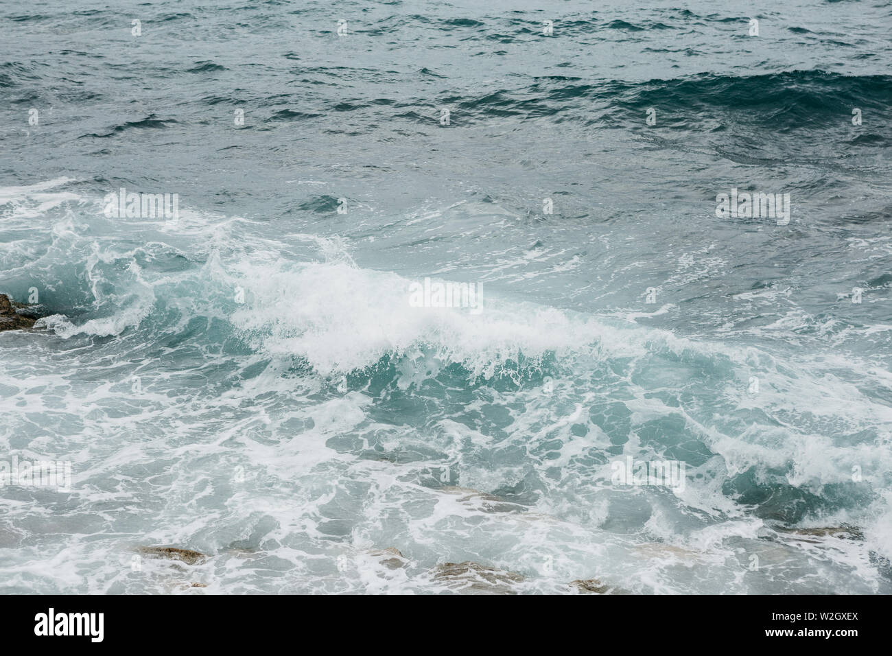 View of the troubled sea. Surf. Nature and windy weather Stock Photo ...